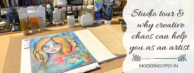 Small home art studio tour+how a messy studio can help you as an artist ...